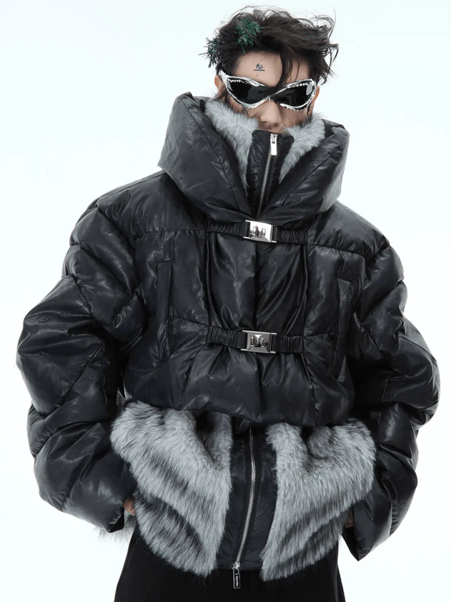 [CULTUREE] FAKE TWO-PIECE DESIGN FUR COTTON JACKET – stepblock