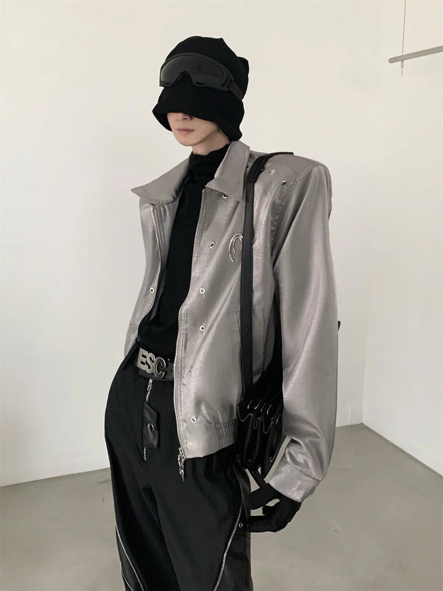 [AUTUMNWIND] SHOULDER PADS SILHOUETTE LAPEL SHORT JACKET ST517 – stepblock