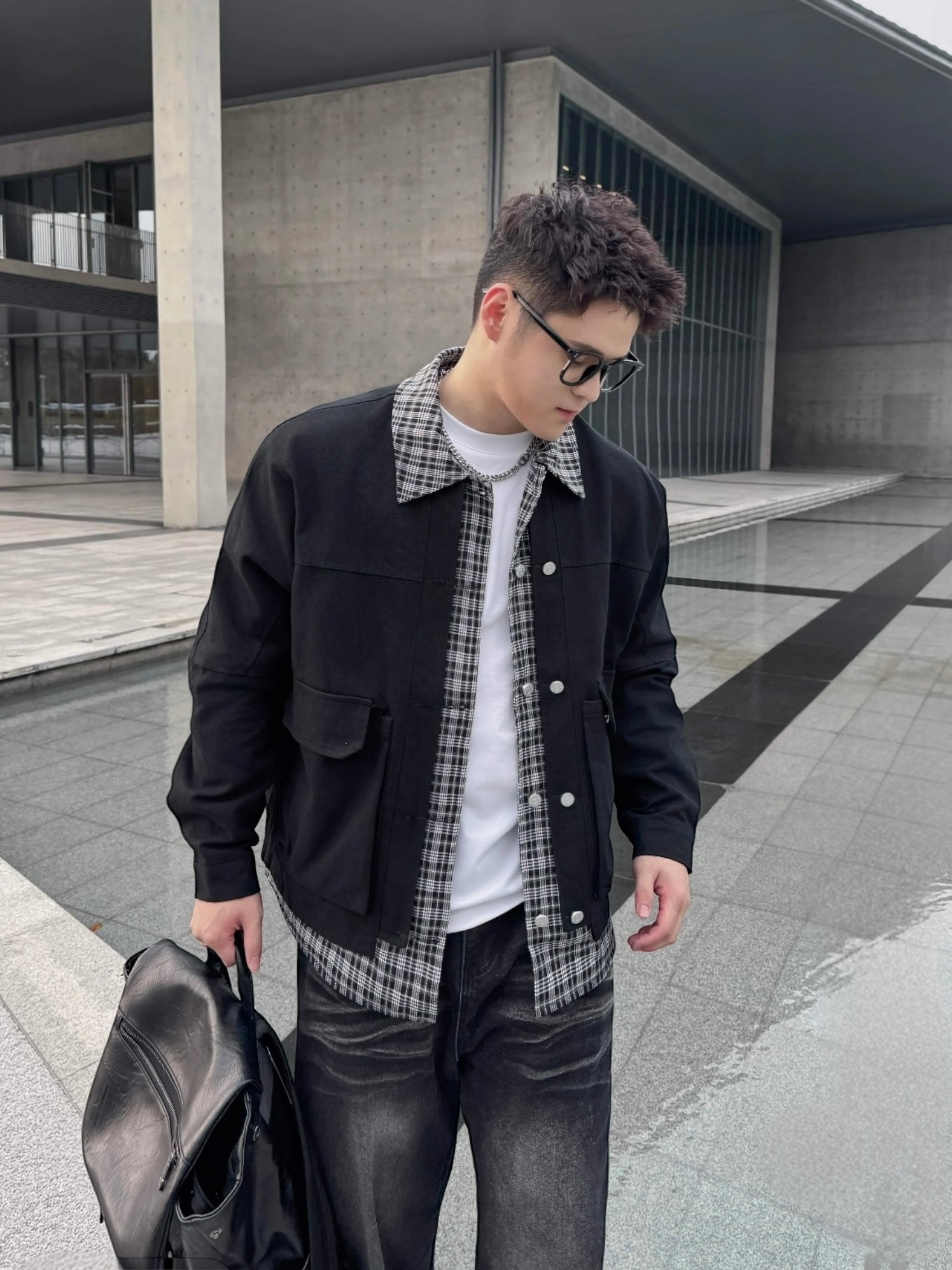 [OV] PLAID LAYERED WORK JACKET st5049 – stepblock